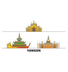 Myanmar yangon flat landmarks Royalty Free Vector Image