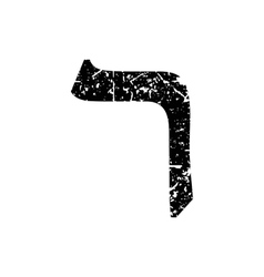 Hebrew letter Resh Shabby black font The Hebrew Vector Image