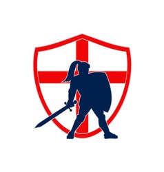 Knight riding horse shield lance flag drawing Vector Image