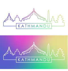 Kathmandu skyline colorful linear style editable Vector Image