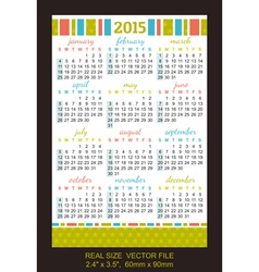 Pocket calendar 2015 with USA holidays Royalty Free Vector