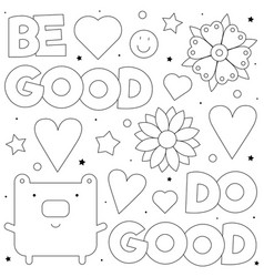 Be kind coloring page black and white Royalty Free Vector