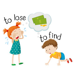 Opposite wordcard for lose and find Royalty Free Vector