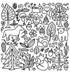 Doodle forest animals Royalty Free Vector Image