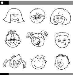Set kids faces avatars children heads Royalty Free Vector