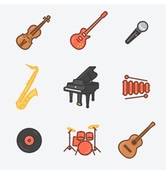 Set isolated musical instruments Royalty Free Vector Image