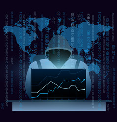 Hacker with laptop hacking Royalty Free Vector Image