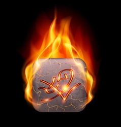 Burning stone with magic rune Royalty Free Vector Image