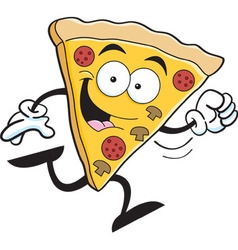 Cartoon slice of pizza running Royalty Free Vector Image