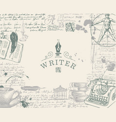 Writer workspace with sketches and place for text Vector Image
