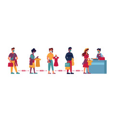 Queue in clothing store people social distance Vector Image