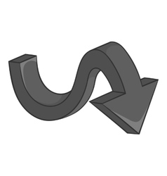 Big curved arrow icon black monochrome style Vector Image
