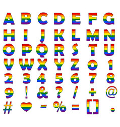 Lgbt alphabet and number on white background Vector Image