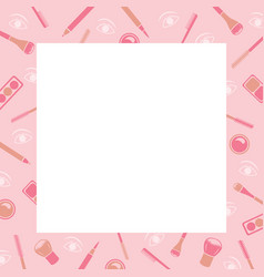 Makeup cosmetics tools icons pattern border Vector Image