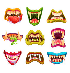 Monster faces set halloween emoticons emojis Vector Image
