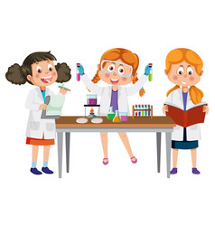Set different kids wearing white laboratory Vector Image