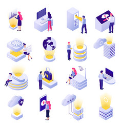 Datacenter elements icon set Royalty Free Vector Image