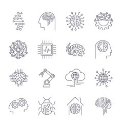 Simple set of digital technology icons ai iot Vector Image