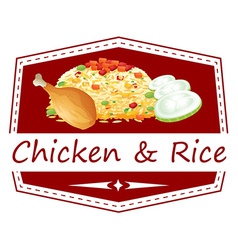 Hainanese chicken rice in flat style Royalty Free Vector