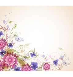 Abstract floral background with pink flowers Vector Image