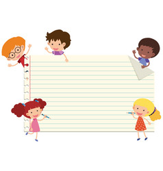 Paper template with kids painting on Royalty Free Vector