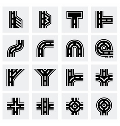 Isometric elements of road sections Royalty Free Vector