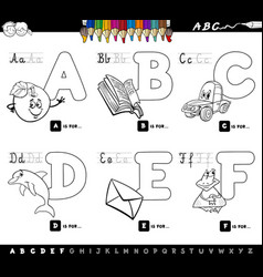 Educational alphabet letters set coloring book Vector Image