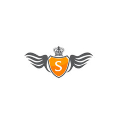 Wing shield crown initial r Royalty Free Vector Image