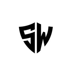 Ws monogram logo with shield shape design template