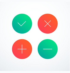 Tick cross plus minus icon set Royalty Free Vector Image