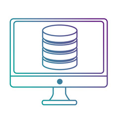 Monitor computer with data disk Royalty Free Vector Image