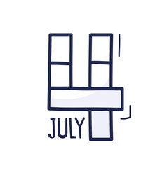 Outlined funny number four 4 cartoon character Vector Image