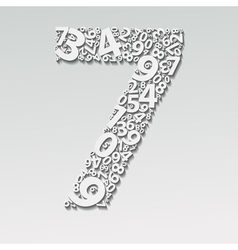 Number seven created from text Royalty Free Vector Image