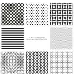 Set seamless pattern black and white Royalty Free Vector