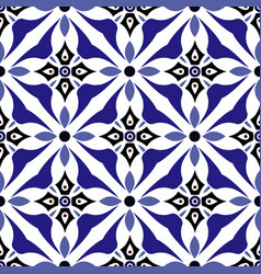 Blue and white tile pattern design Royalty Free Vector Image