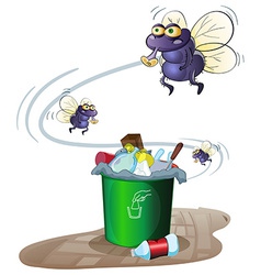 Dirty garbage around trashcan isolated Royalty Free Vector