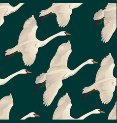 Swans flying seamless pattern drawing Royalty Free Vector