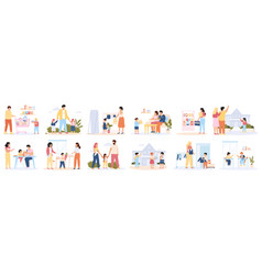 Happy school children stand Royalty Free Vector Image