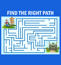 Maze game finds man way to mosque Royalty Free Vector Image