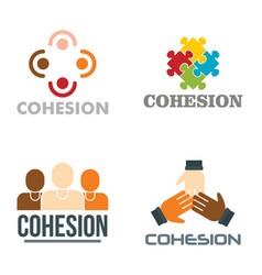 Cohesion logo set flat style Royalty Free Vector Image