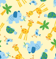 Seamless pattern with color wild animals on white Vector Image
