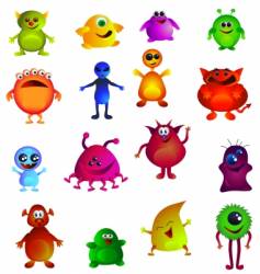 Friendly little monsters set 1 Royalty Free Vector Image