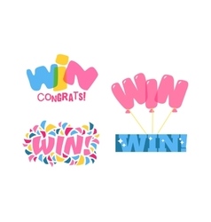 Win text set Royalty Free Vector Image - VectorStock