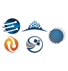 Logo set - technology tech icons and symbols Vector Image