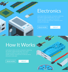 Isometric microchips and electronic parts Vector Image