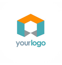 Building cube colored business logo Royalty Free Vector