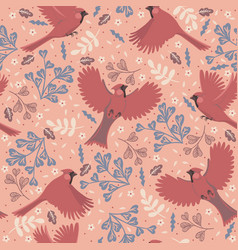 Seamless vintage flowers and birds Royalty Free Vector Image