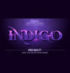 Editable text style effect - indigo text style Vector Image