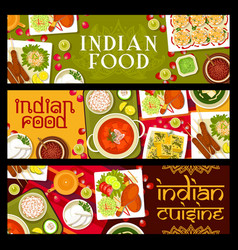 Authentic indian food dishes india meals menu Vector Image
