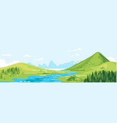 Green mountains flat style isolated Royalty Free Vector